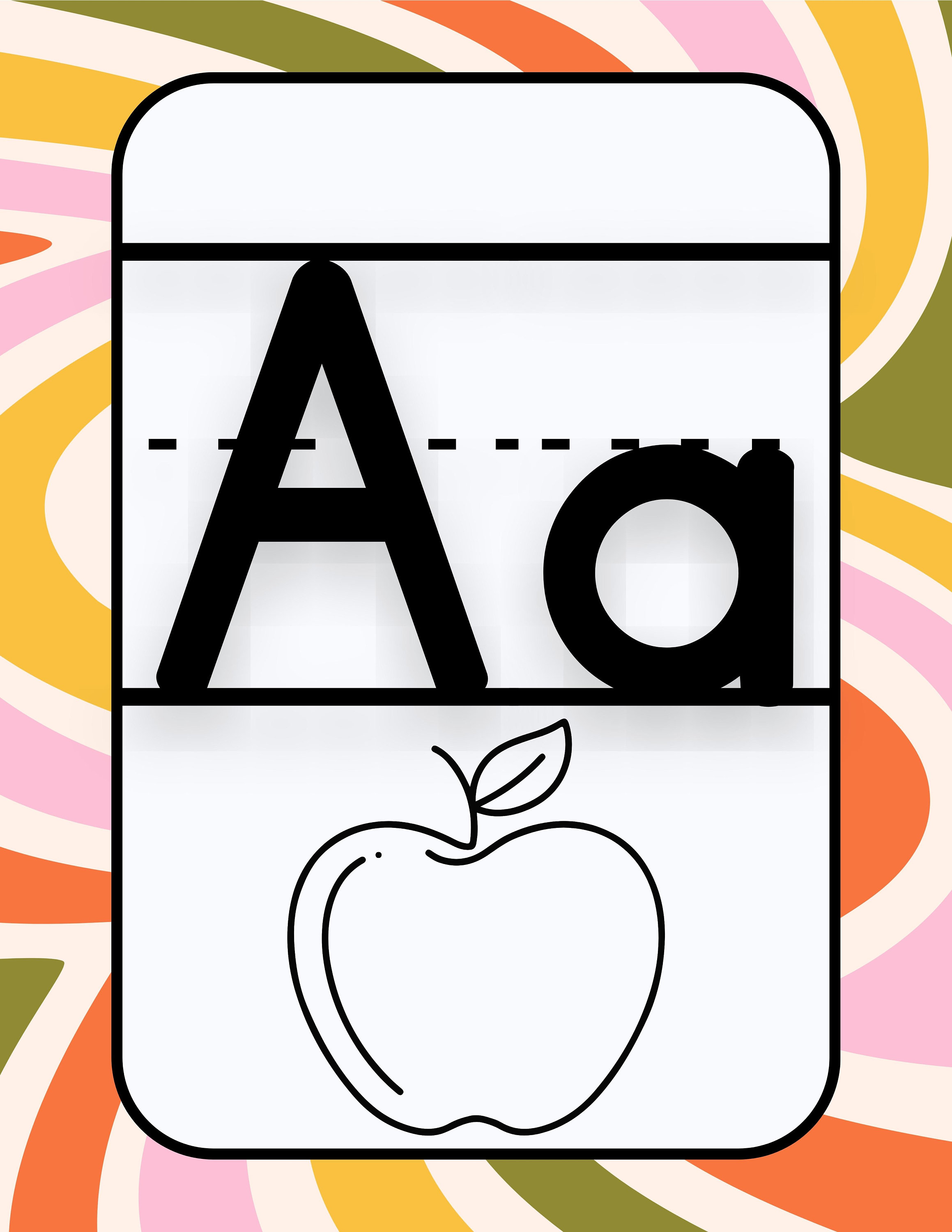 Groovy Retro Primary Alphabet Posters Animal Bright - Etsy