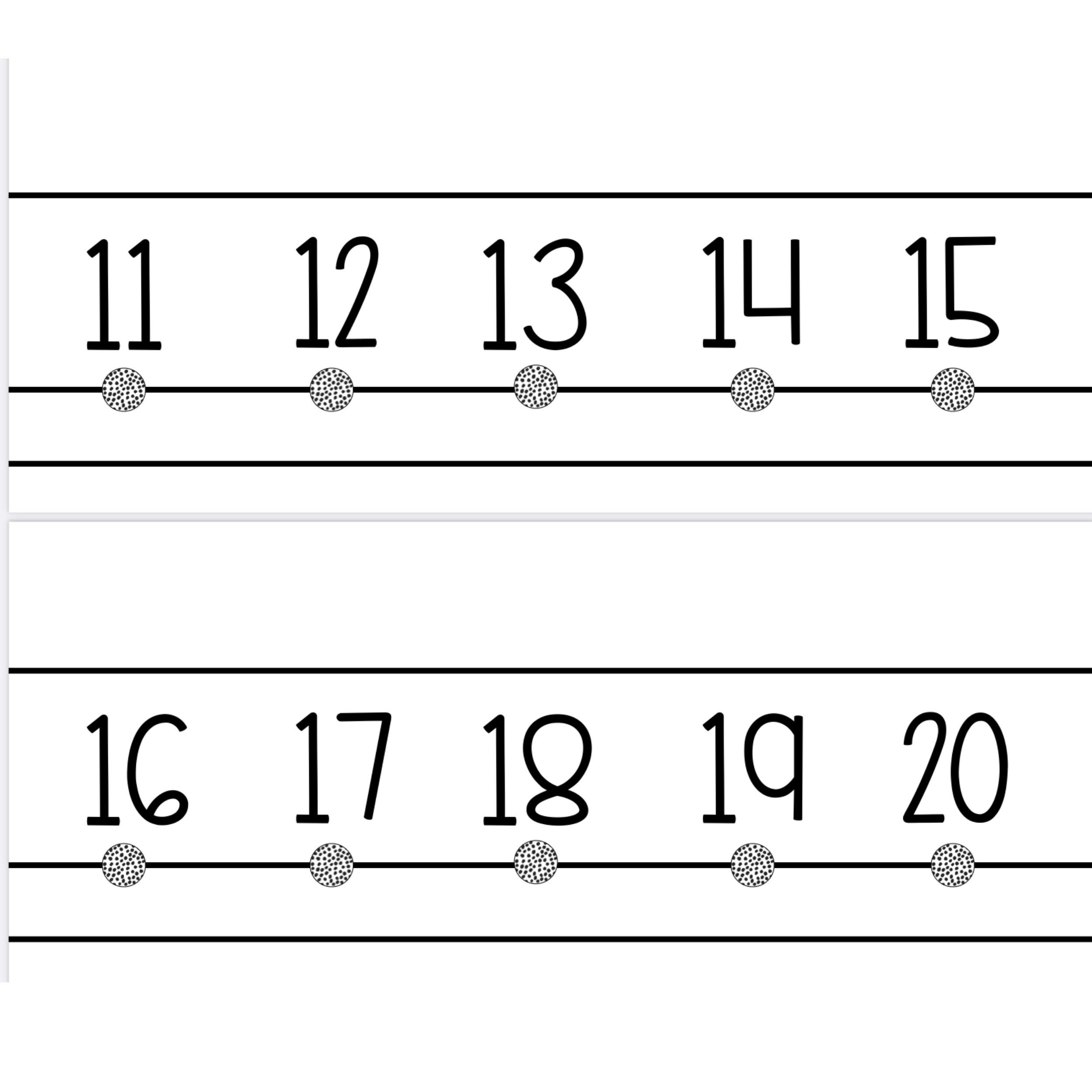 Number Line Bundle, 2 Number Lines, 1-100, B&W Irregular Dots, Muted ...