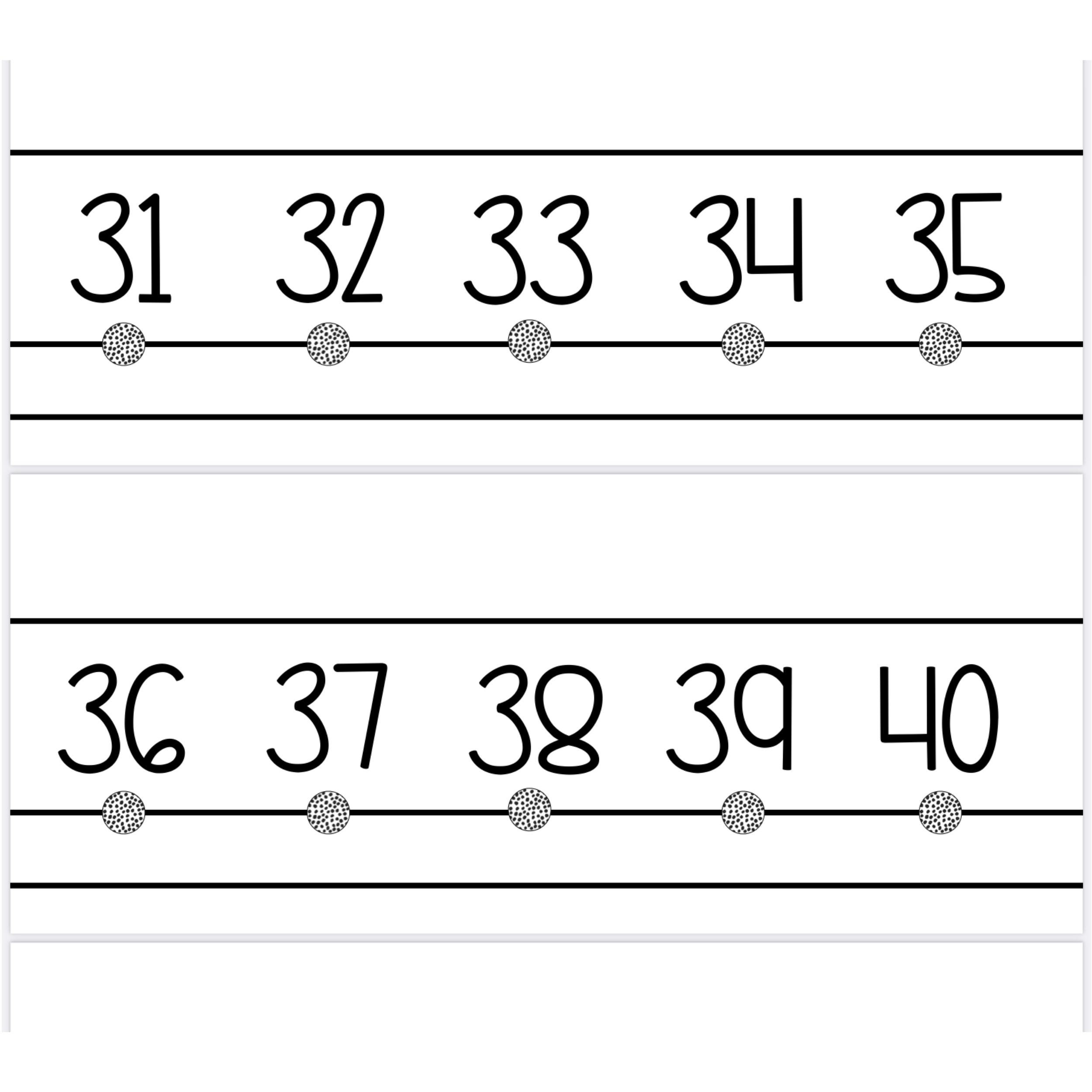 Number Line Bundle, 2 Number Lines, 1-100, B&W Irregular Dots, Muted ...