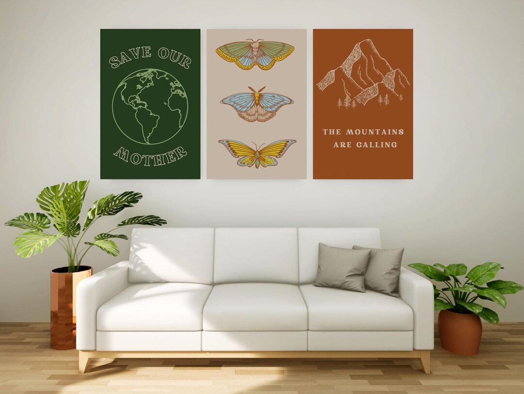 Outdoorsy Poster Print Set of 3, Mountain Posters for Dorm, Granola ...