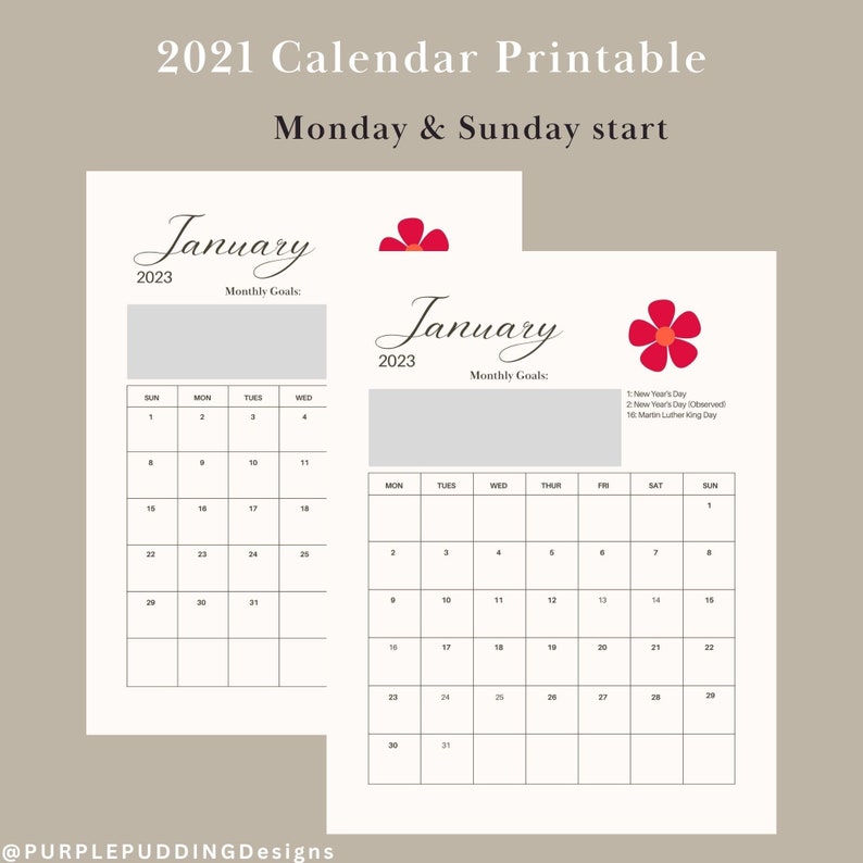 2023 Calendar Printable 2023 Monthly Planner Printable - Etsy