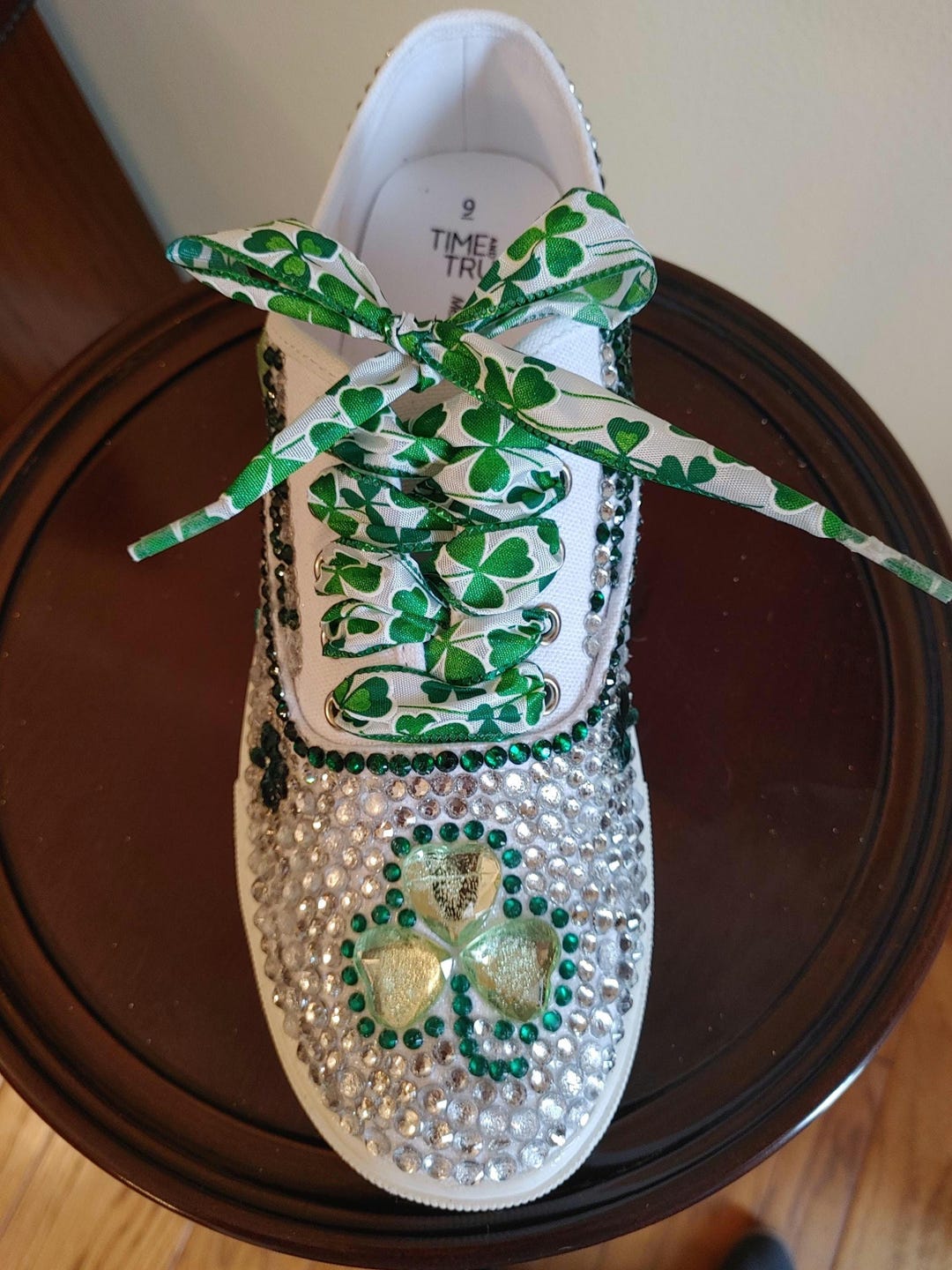 St Patrick's Sneaker,shamrock Rhinestone Shoes, Bling Diamonds, Green ...