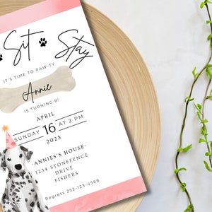 Dalmatian Dog Birthday Party Invitation, Come Sit Stay Invite Digital ...