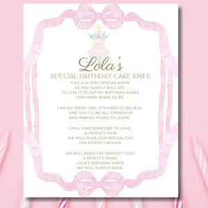 Birthday Cake Knife Poem Print: Grandmillennial First Birthday (digital ...