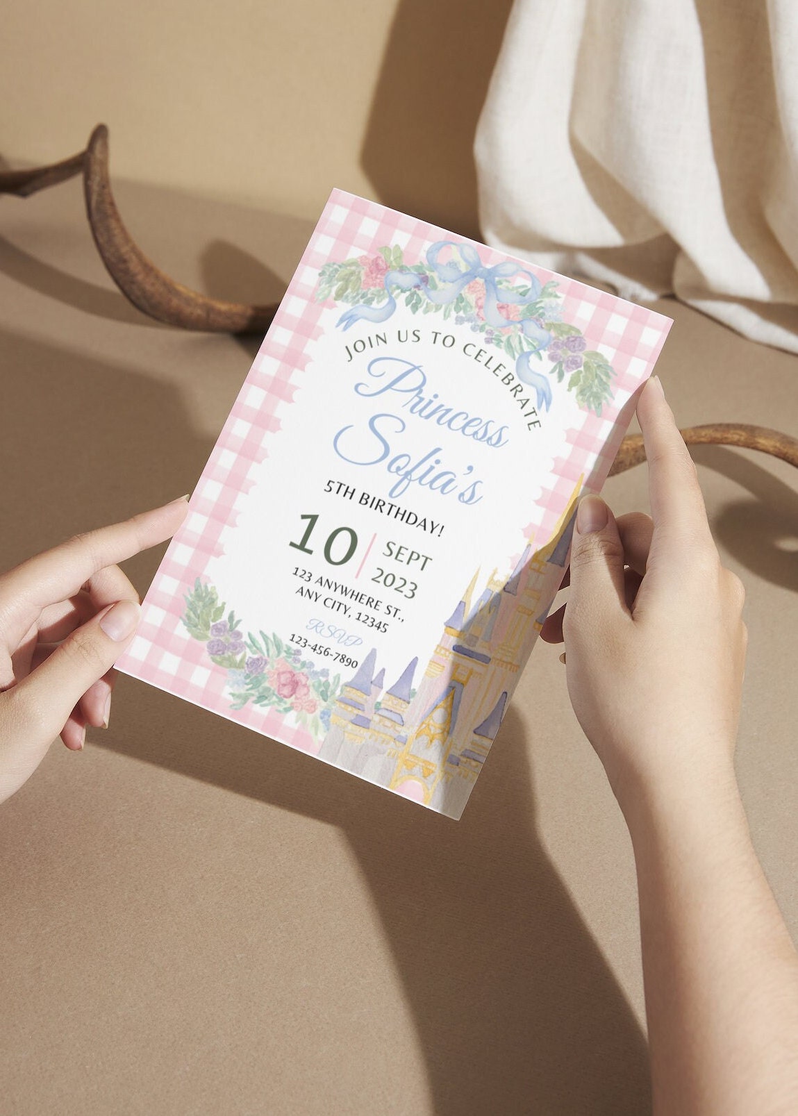 Fairytale Princess Birthday Invitation, Watercolor Pink Princess Party ...