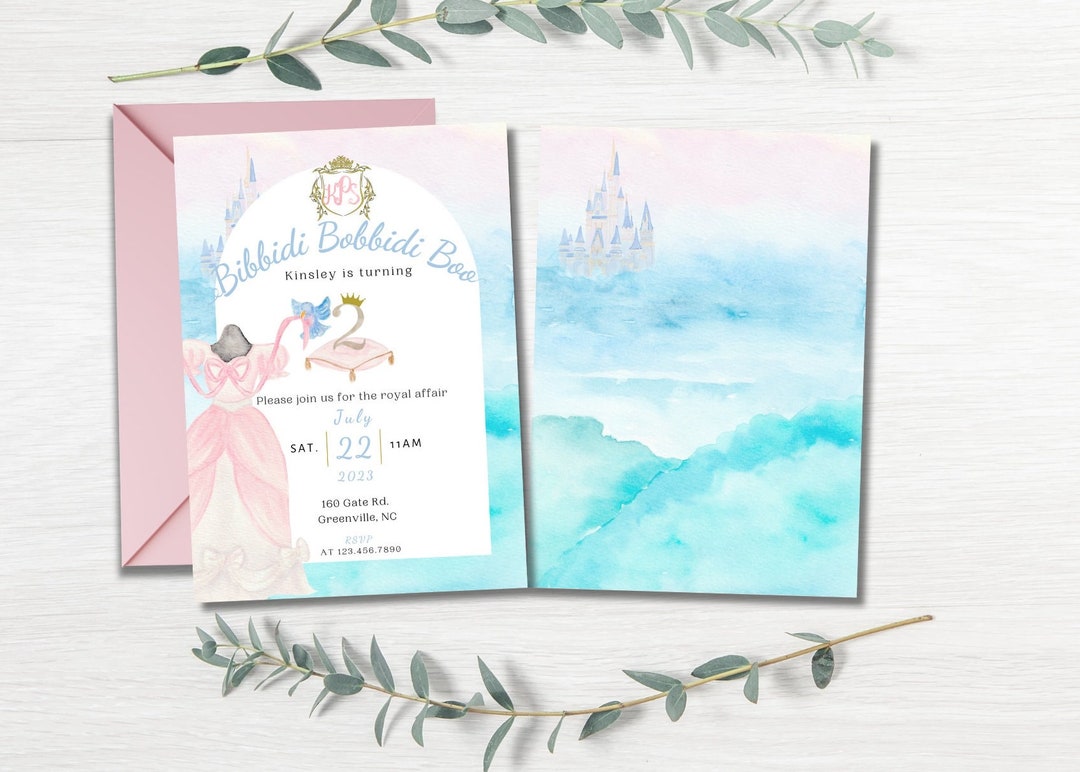 Princess Bibbidi Bobbidi Two Fairytale Birthday Invitation Princess ...