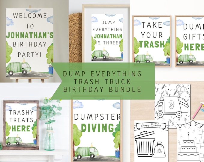 Trash Truck Birthday Invitation Trash Bash Birthday Invitation, Garbage ...