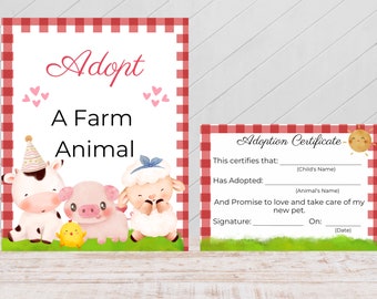 Farm Animal Adoption Sign - Etsy