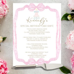 Birthday Cake Knife Poem Print: Grandmillennial First Birthday (digital ...