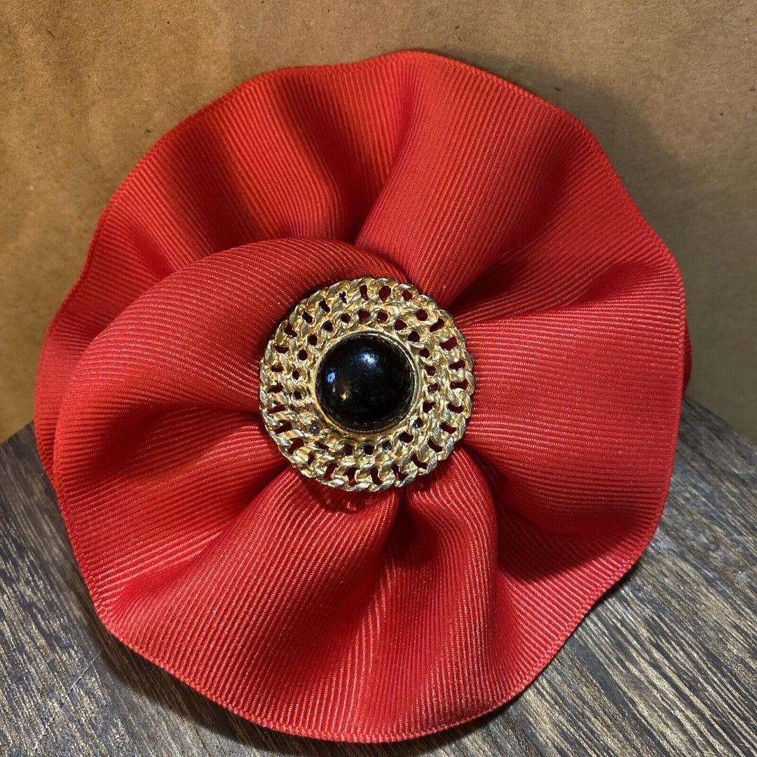 Vintage Oversized 80s 90s Hair Bow Clip Red Ribbon Poinsettia Christmas ...