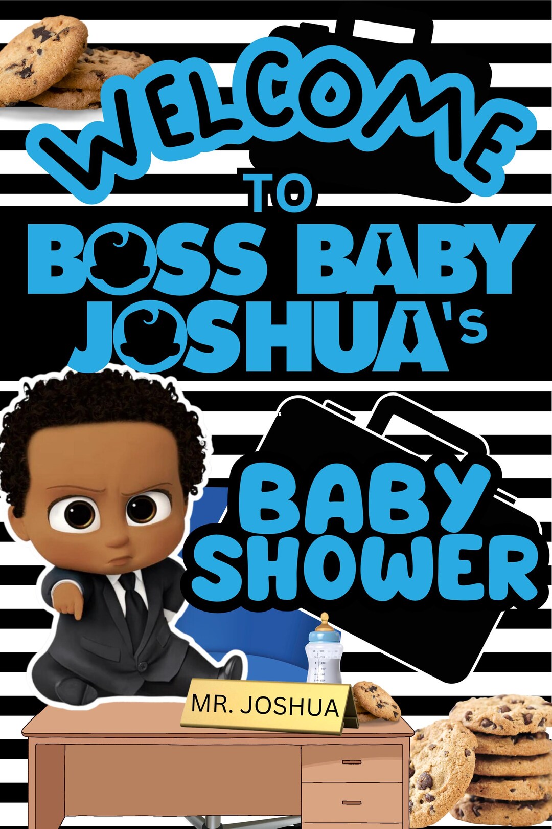 Welcome Boss Black/brown Baby Shower Sign | Customize the Name ...