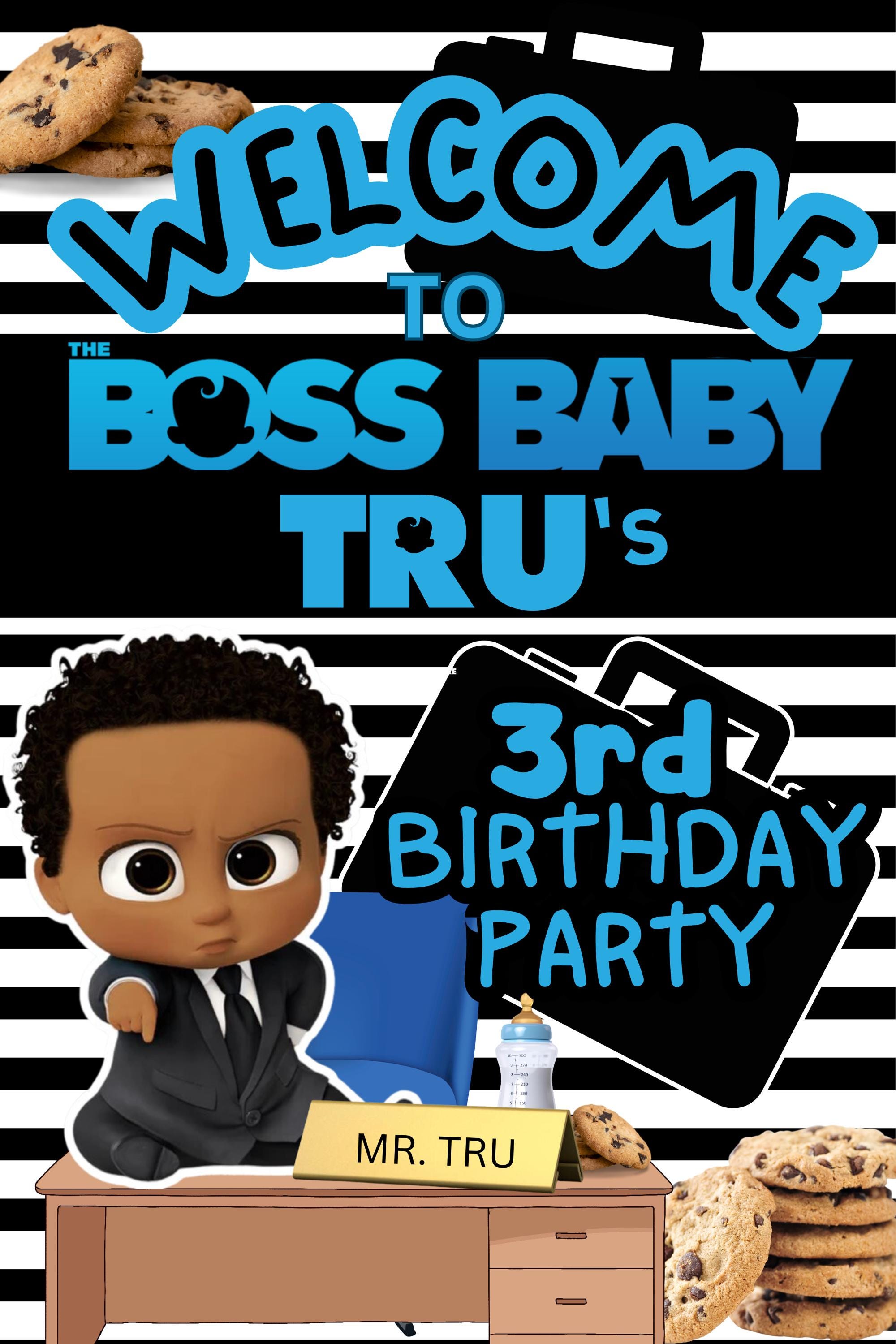 Welcome Boss Black/brown Baby Birthday Sign | Customize the Name, Age ...