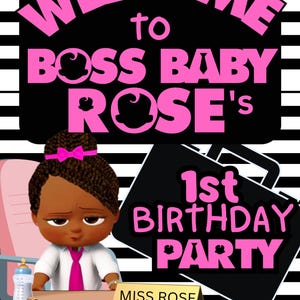 Boss Black Baby Girl Birthday Welcome Sign | Purple (we Customize for ...