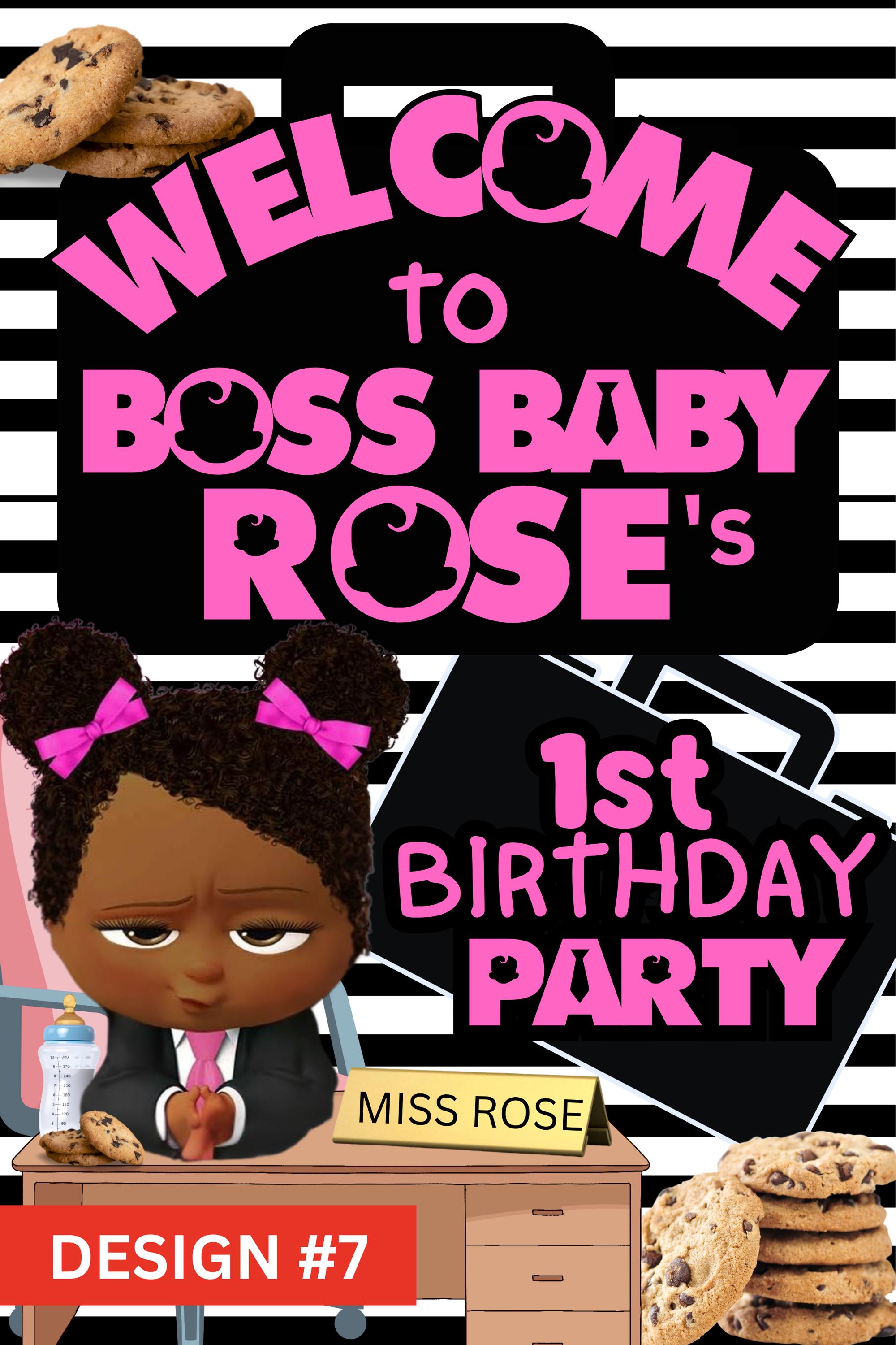 Boss Black Baby Girl Birthday Welcome Sign | ANY COLOR | We Customize ...