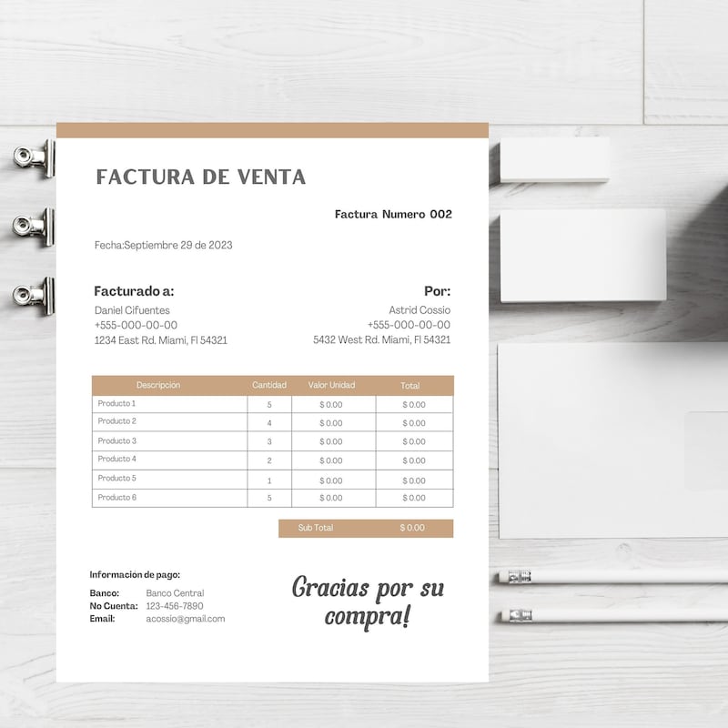 Invoice Spanish - Etsy
