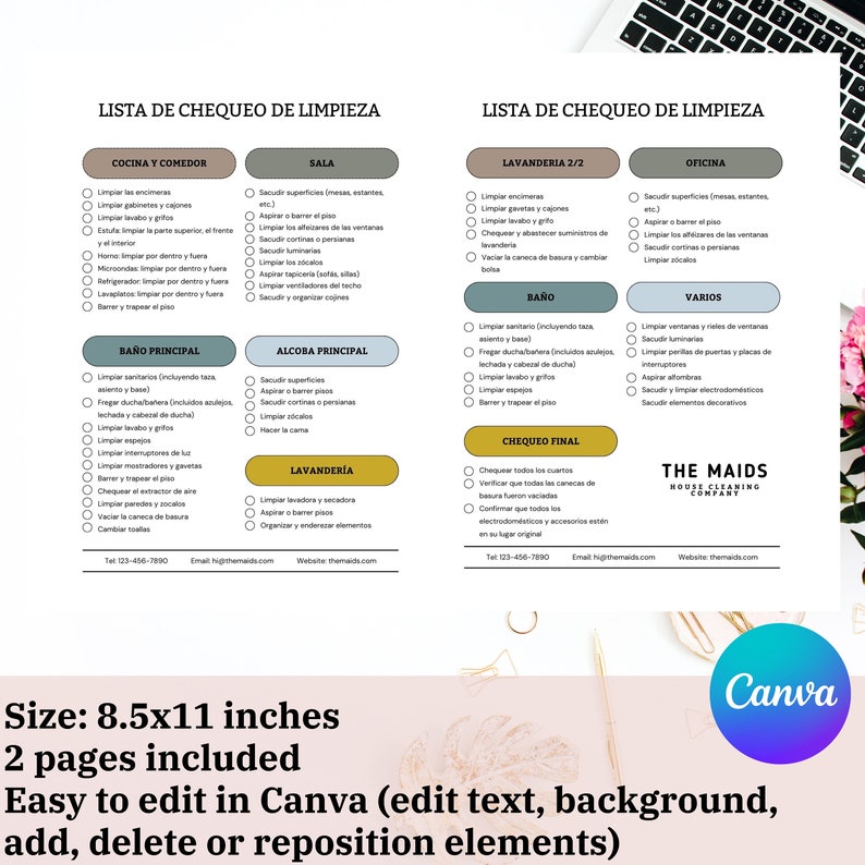 Spanish Housekeeping Checklist Template: Editable Cleaning Planner ...