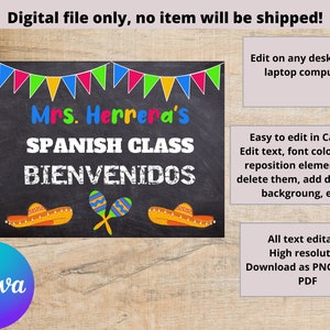 Spanish Classroom Door Sign Template ESOL Classroom Door - Etsy