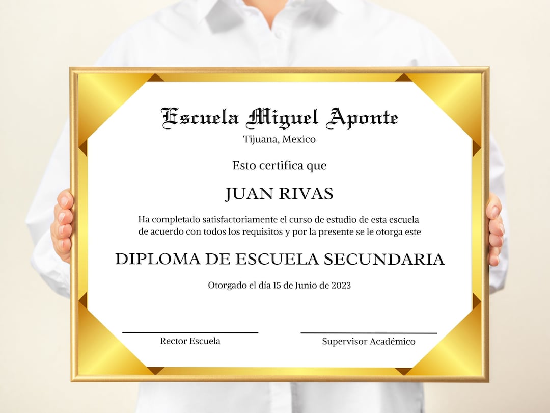 Spanish High School Diploma Template, Editable Canva (digital Download ...