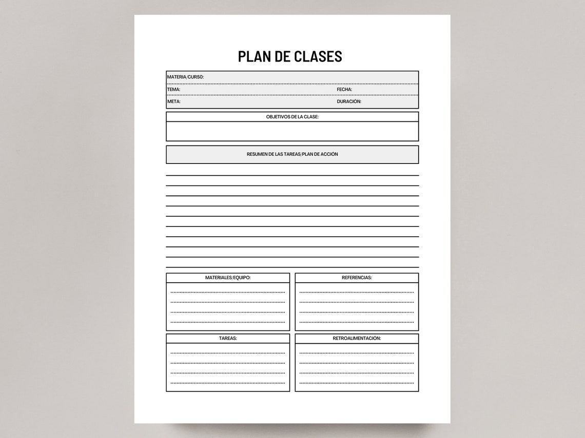 Spanish Lesson Plan Template, Printable Teacher Planner (digital ...