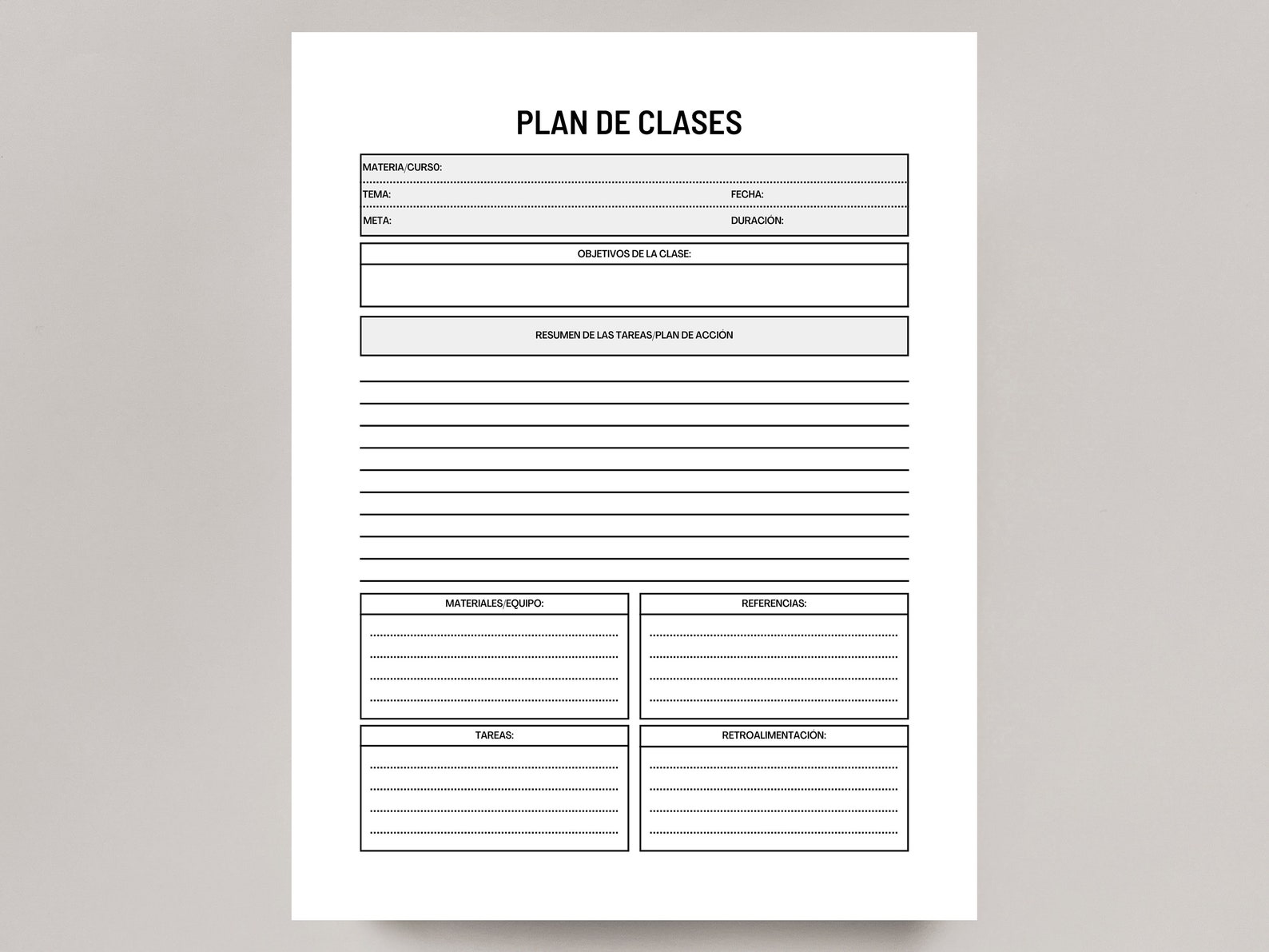 Spanish Lesson Plan Digital Download, Plan De Clases Imprimible, Plan ...