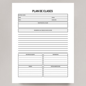 Spanish Lesson Plan Digital Download, Plan De Clases Imprimible, Plan ...