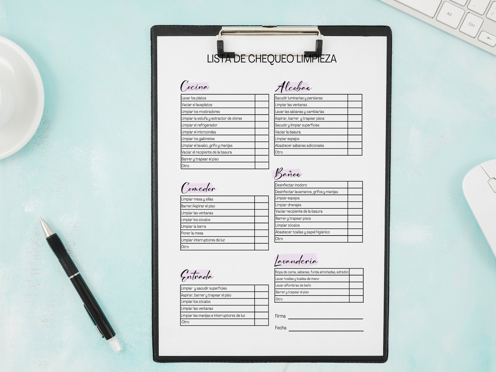 Spanish Cleaning Checklist Template, Editable Canva Planner (digital ...