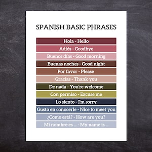 Spanish Basic Phrases Print, Spanish Classroom Boho Decor, Boho ...