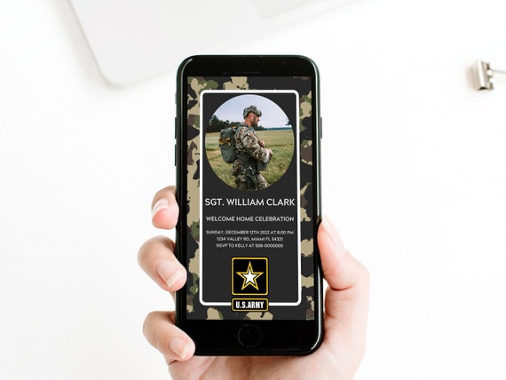 U.S Army Welcome Home Invitation Military Party Electronic - Etsy
