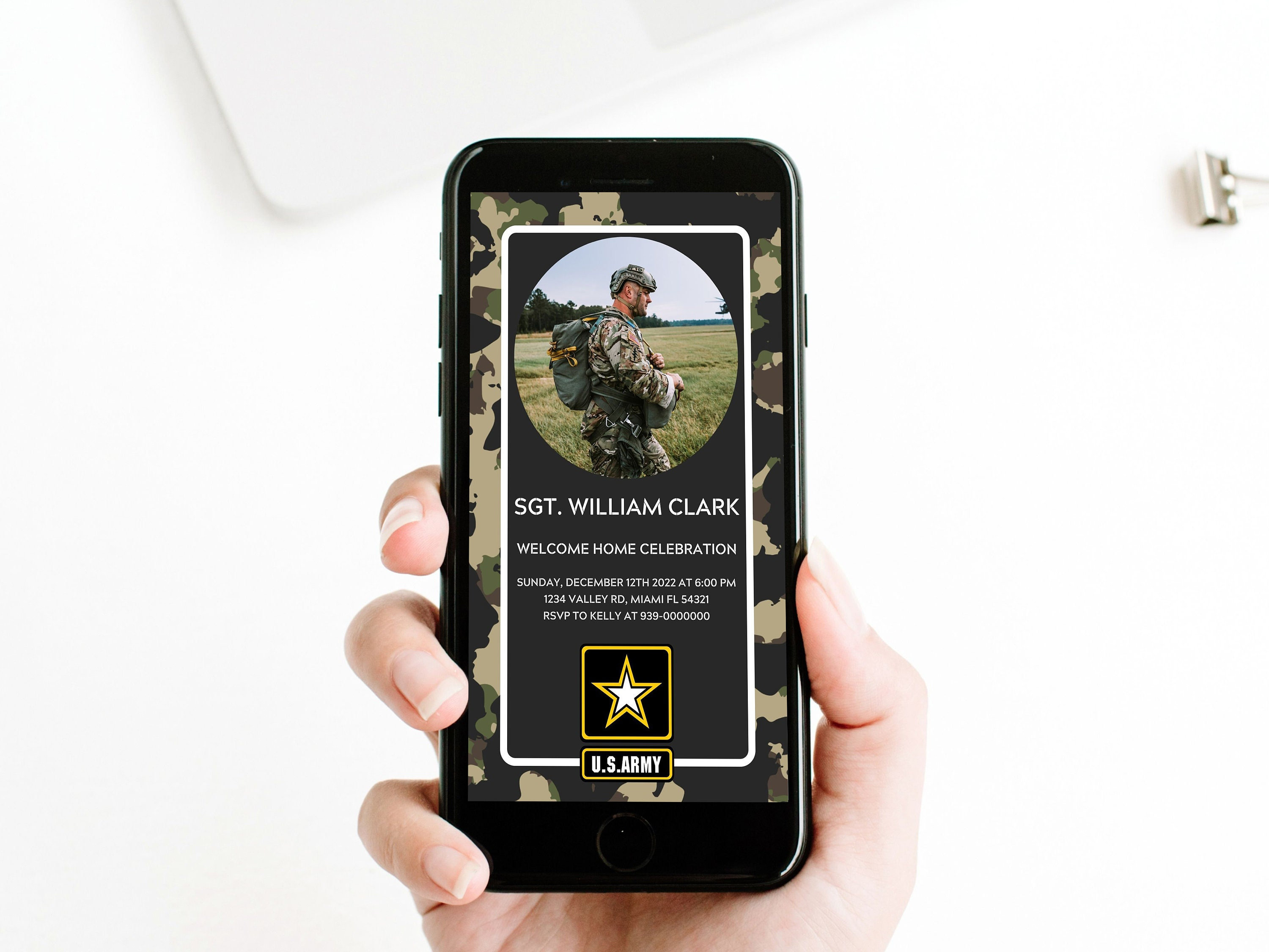 U.S Army Welcome Home Invitation, Military Party Electronic Invitation ...