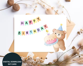 Cute Bear Birthday Card - Etsy