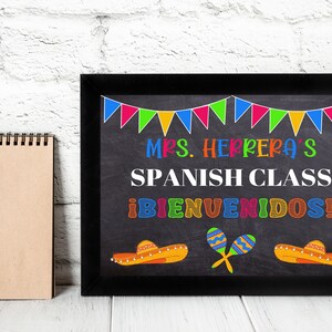 Spanish Classroom Door Sign Template, ESOL Classroom Door Sign, Spanish ...