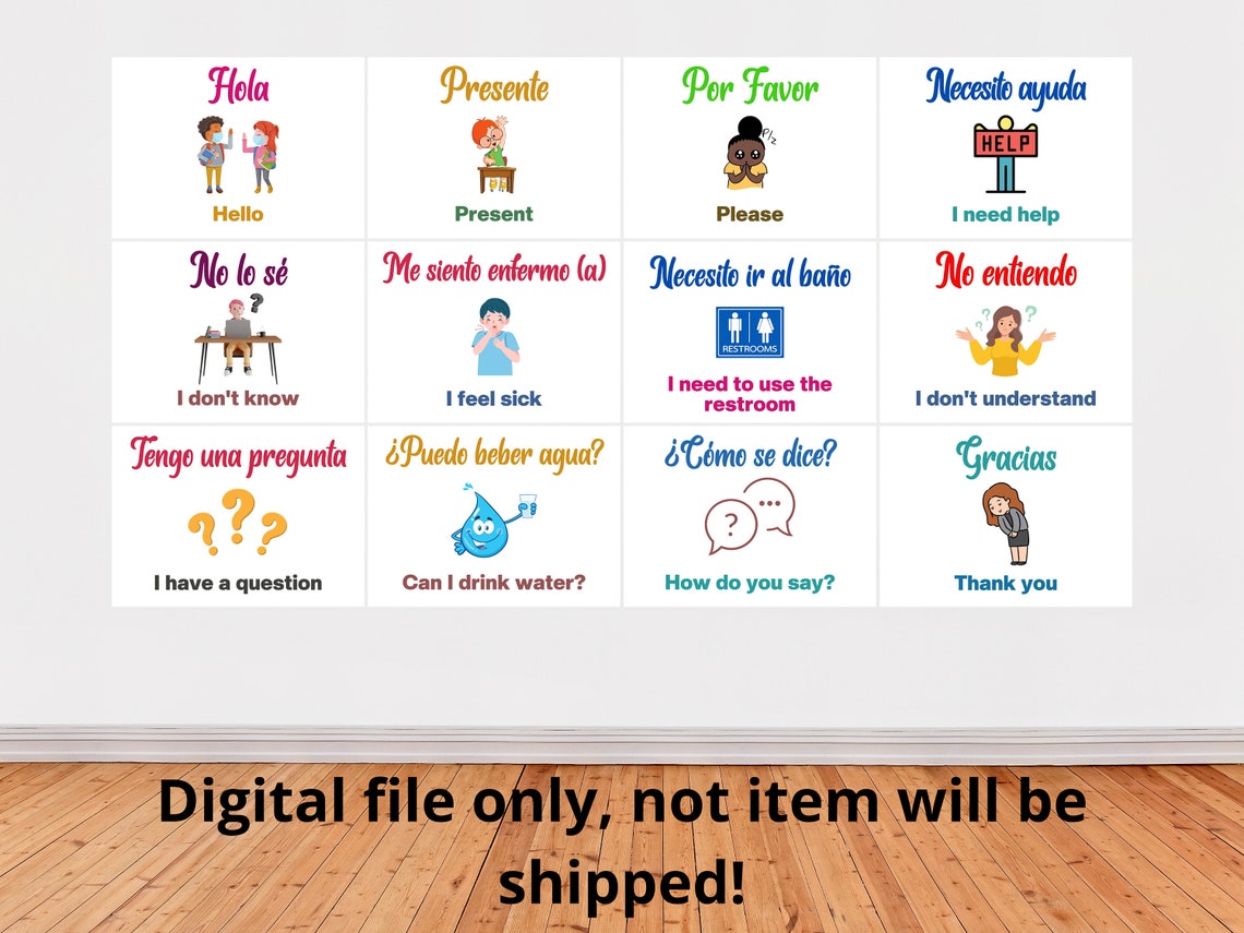 Spanish Classroom Phrases Printables ESOL Classroom Poster - Etsy