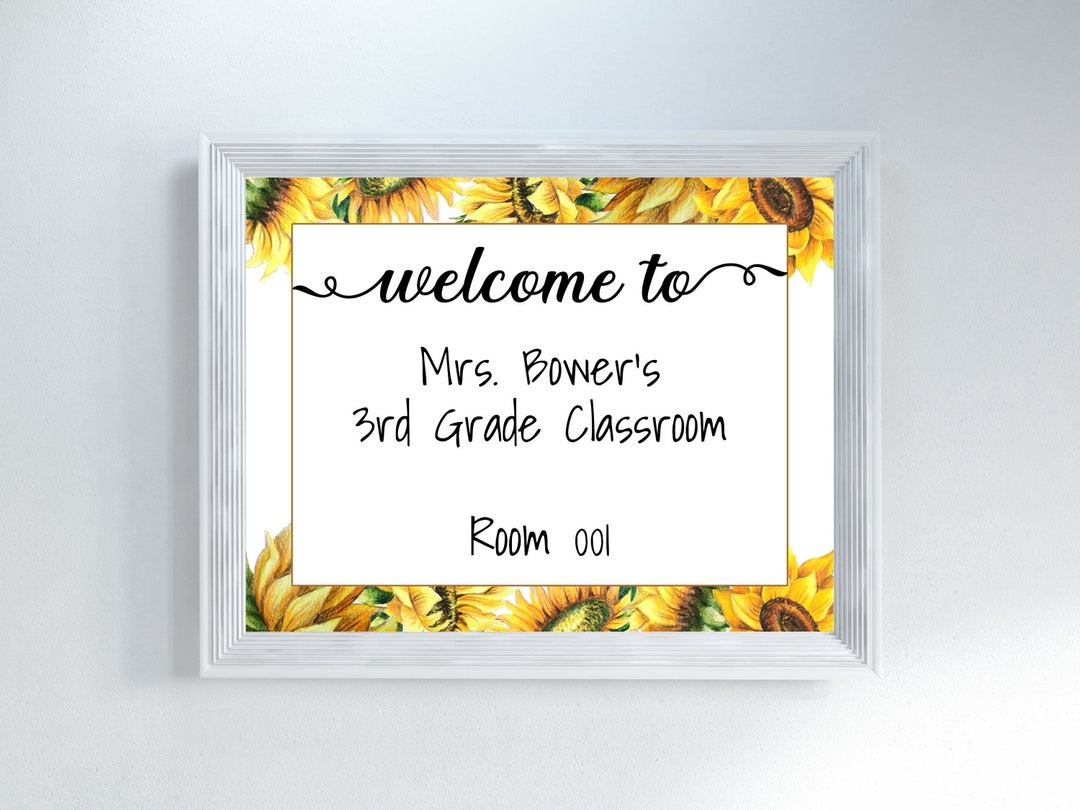 Sunflowers Classroom Door Sign Template, Teacher Name Tag (digital ...