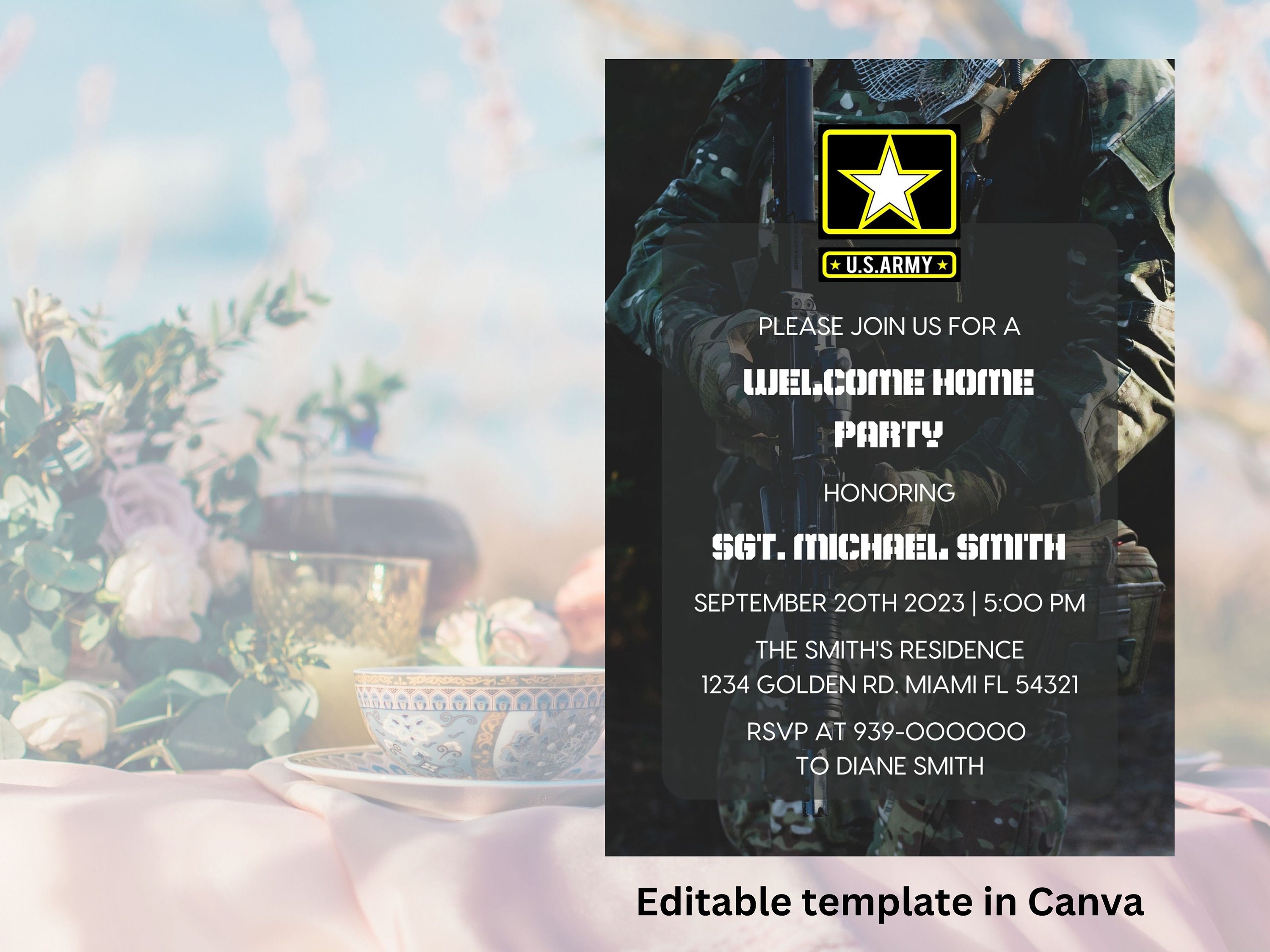 U.S. Army Welcome Home Invitation: Military Retirement Party (digital ...