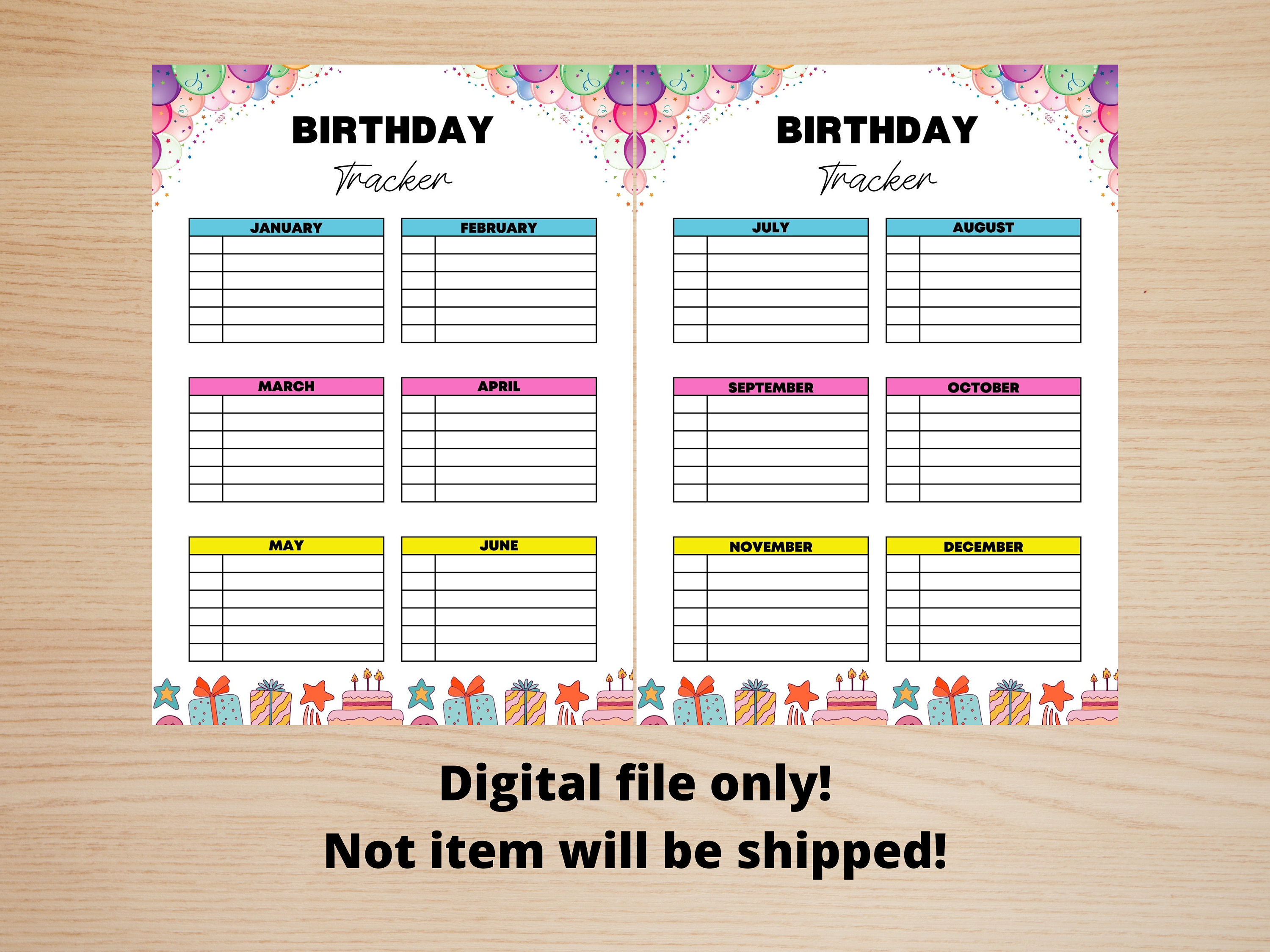 Birthday Tracker Printable Birthday Reminder Digital - Etsy
