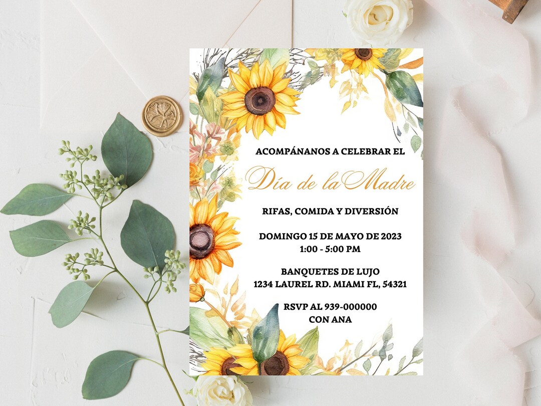 Invitación Celebración Dia De La Madre, Spanish Mother's Day Invitation ...