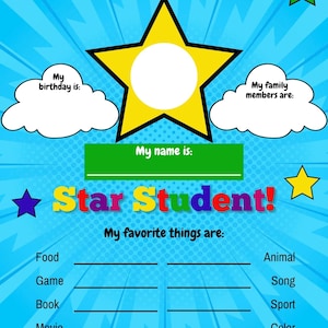 Star Student Poster, About Me Student Poster, My Favorite Things ...