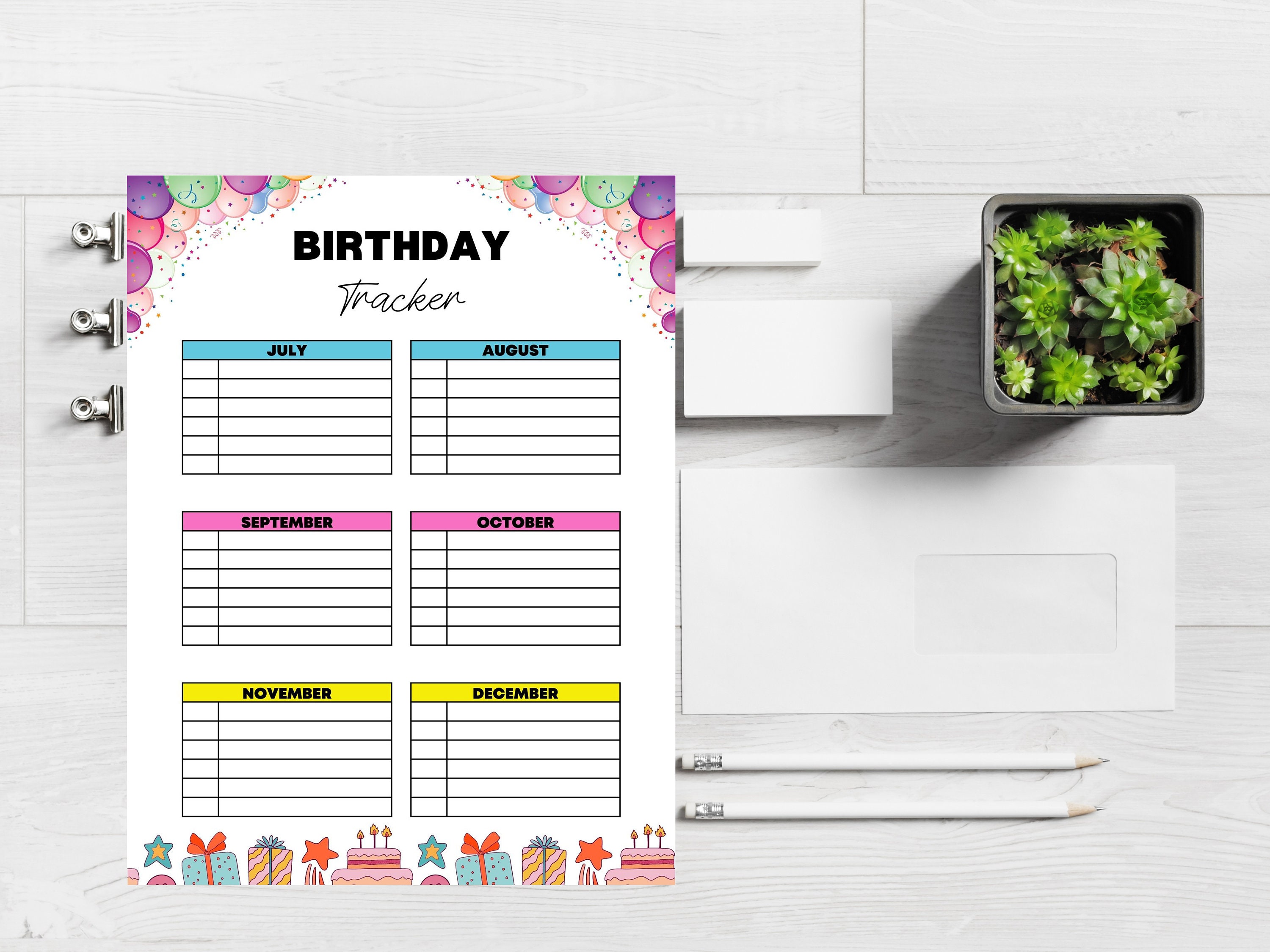 Birthday Tracker Printable Birthday Reminder Digital - Etsy