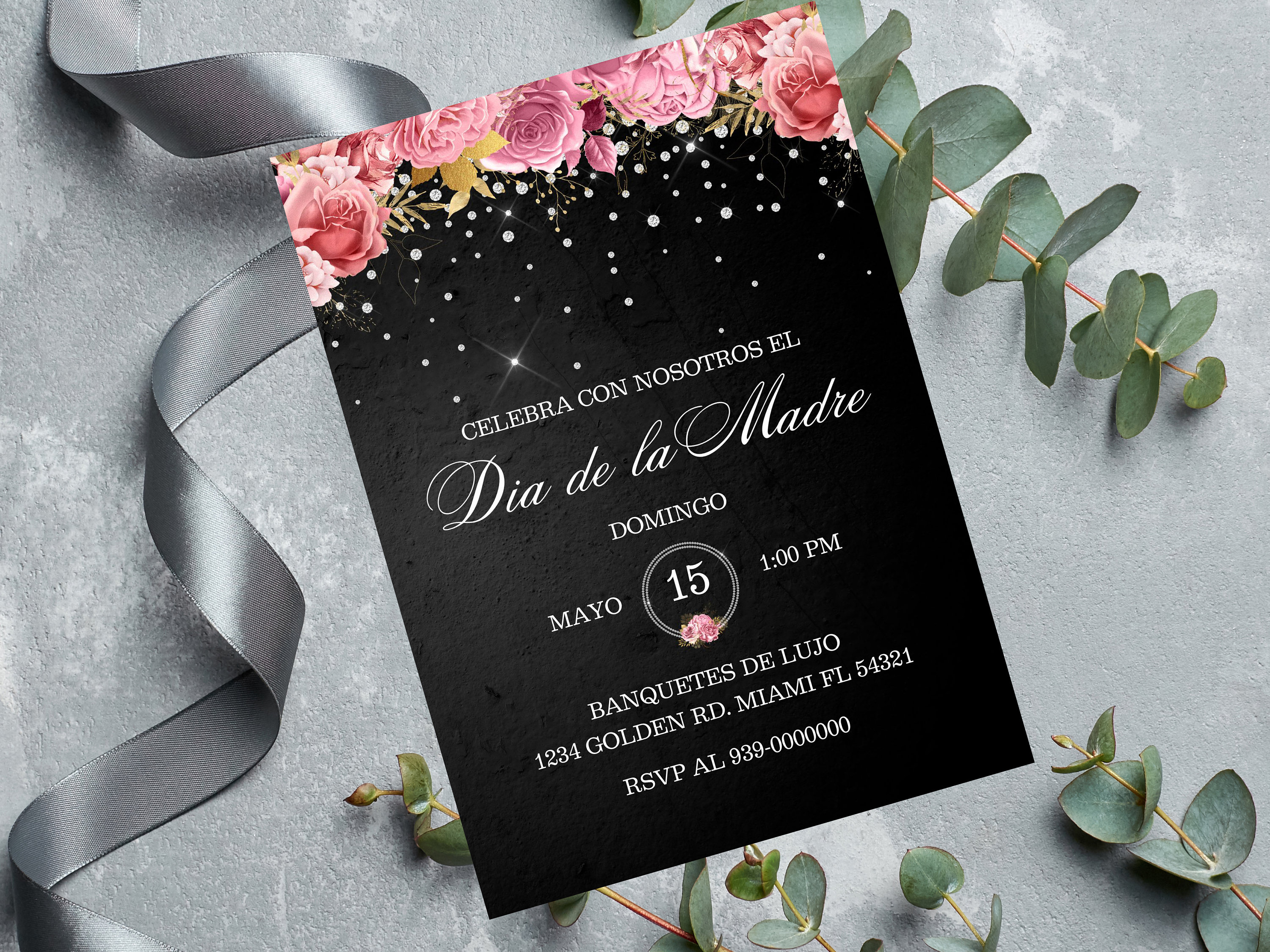 Invitación Celebración Dia De La Madre, Spanish Mother's Day Invitation ...