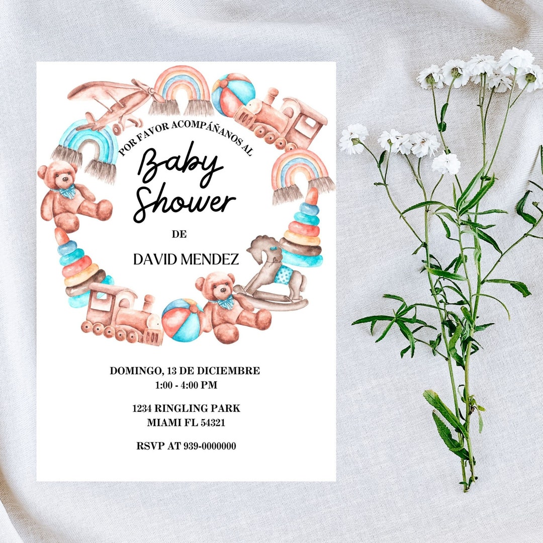 Baby Shower Spanish Digital Invitation, Boys Baby Shower Evite, Baby ...
