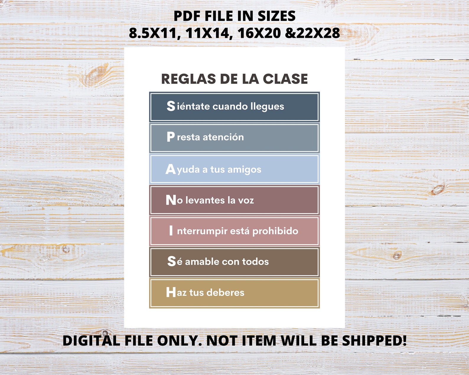 Spanish Classroom Rules, Spanish Classroom Wall Decor, Boho Class Decor ...