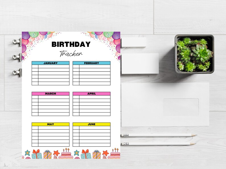 Birthday Tracker Printable, Birthday Reminder List (digital Download ...