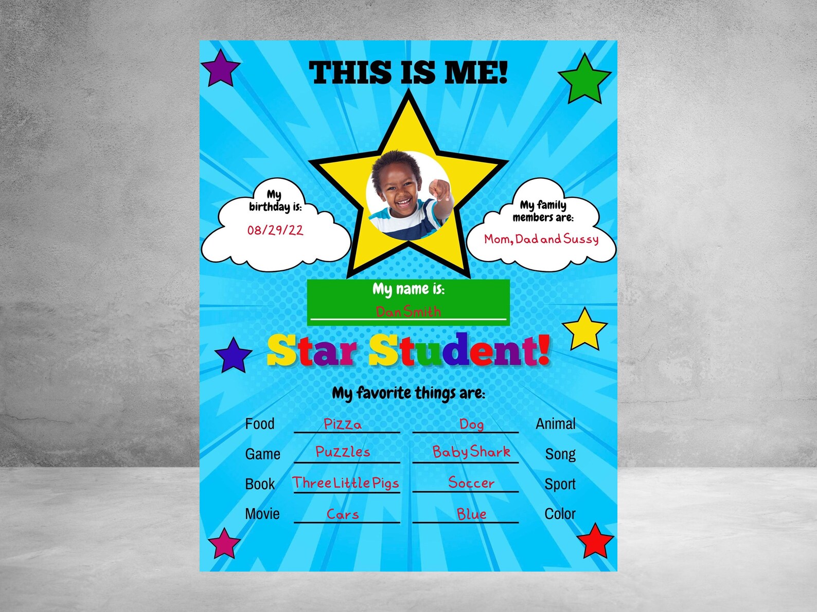 Star Student Poster, About Me Worksheet (digital Download) - Etsy
