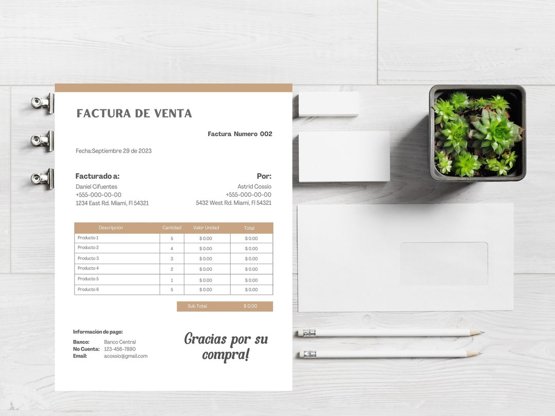 Spanish Invoice Template, Editable Billing Form (canva) - Etsy