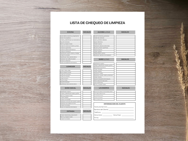 Spanish Housekeeping Checklist Template, Housekeeping Cleaning Planner ... Spanish Housekeeping Checklist Template, Housekeeping Cleaning Planner ...