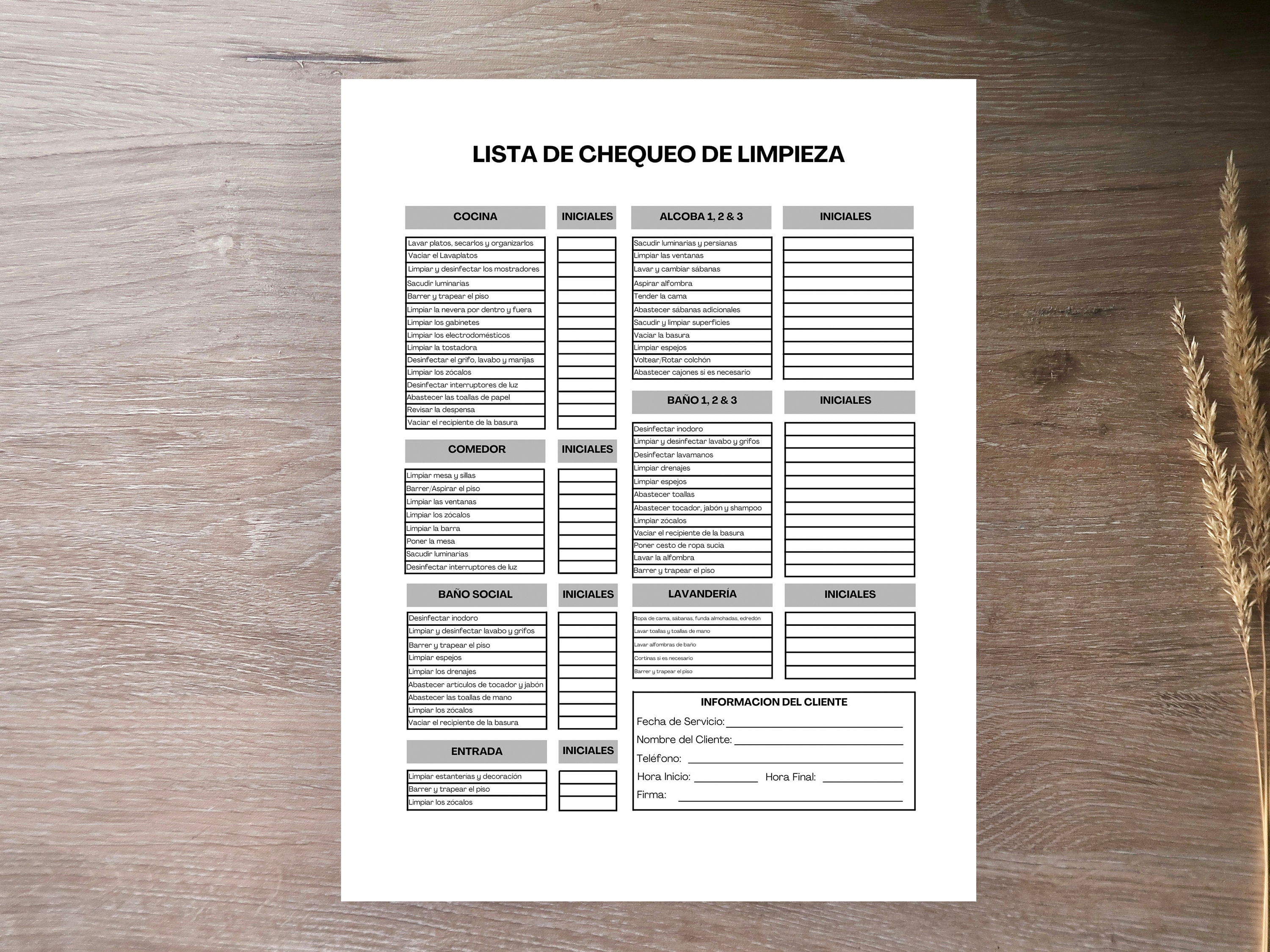 Spanish Housekeeping Checklist Template, Housekeeping Cleaning Planner ...