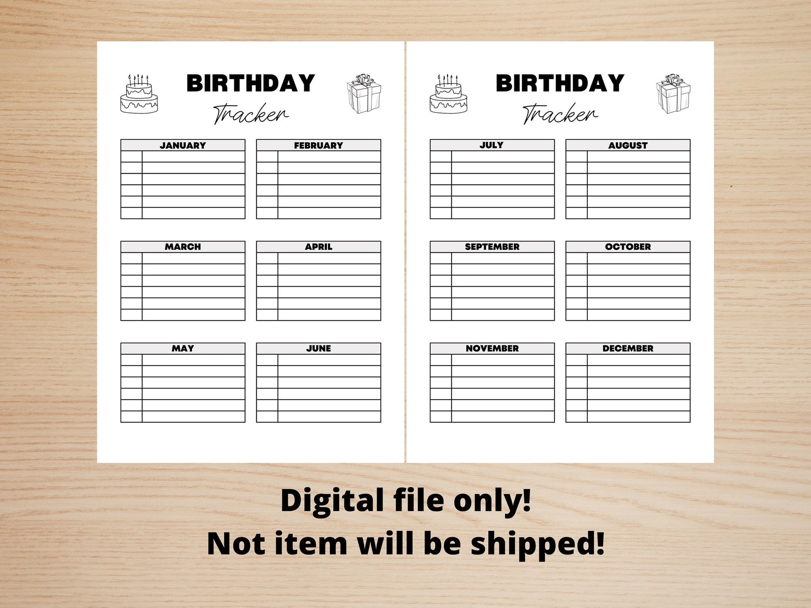 Birthday Tracker Printable Birthday Reminder Digital - Etsy