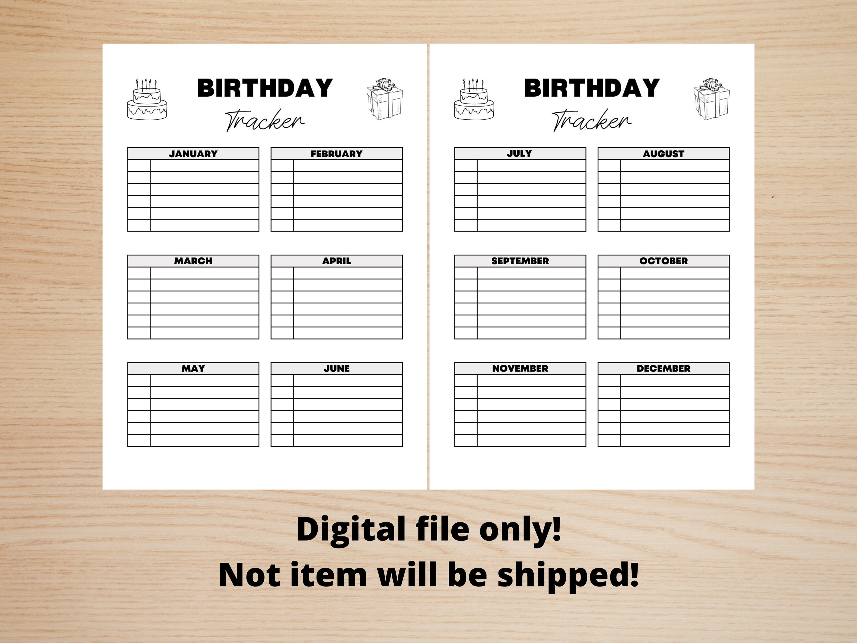 Birthday Tracker Printable, Birthday Reminder Digital Download ...