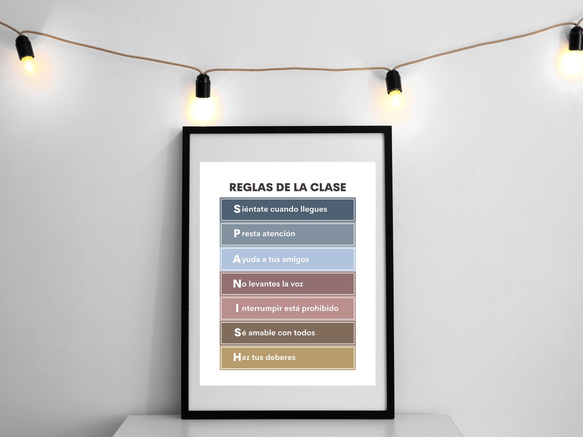 Spanish Classroom Rules, Spanish Classroom Wall Decor, Boho Class Decor ...