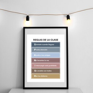 Spanish Classroom Rules, Spanish Classroom Wall Decor, Boho Class Decor ...